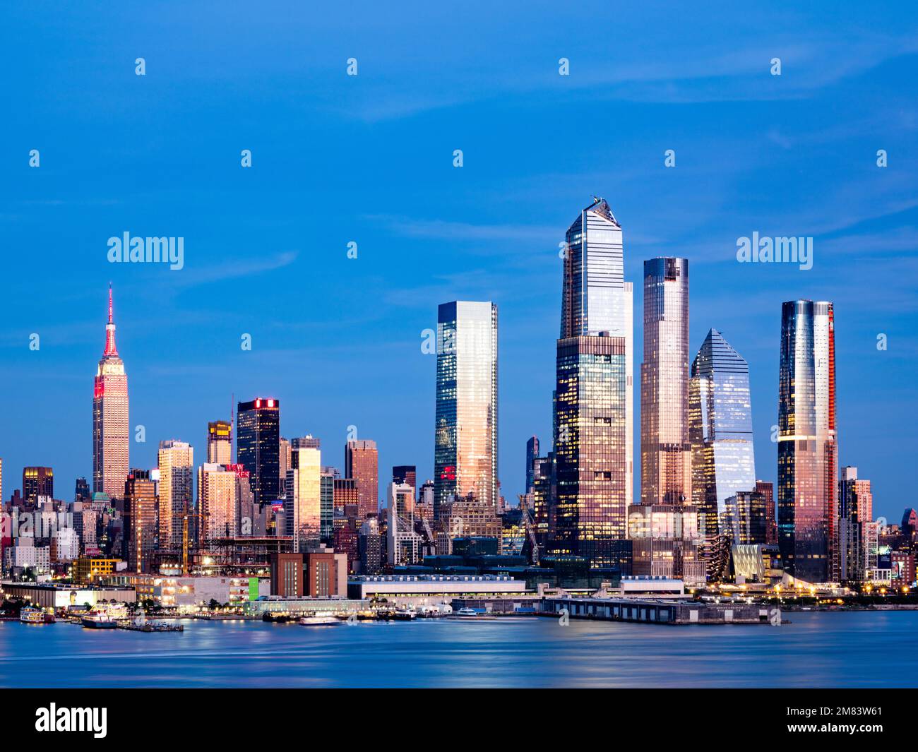 An aerial skyline of Hudson Yards neighborhood in New York City, United ...
