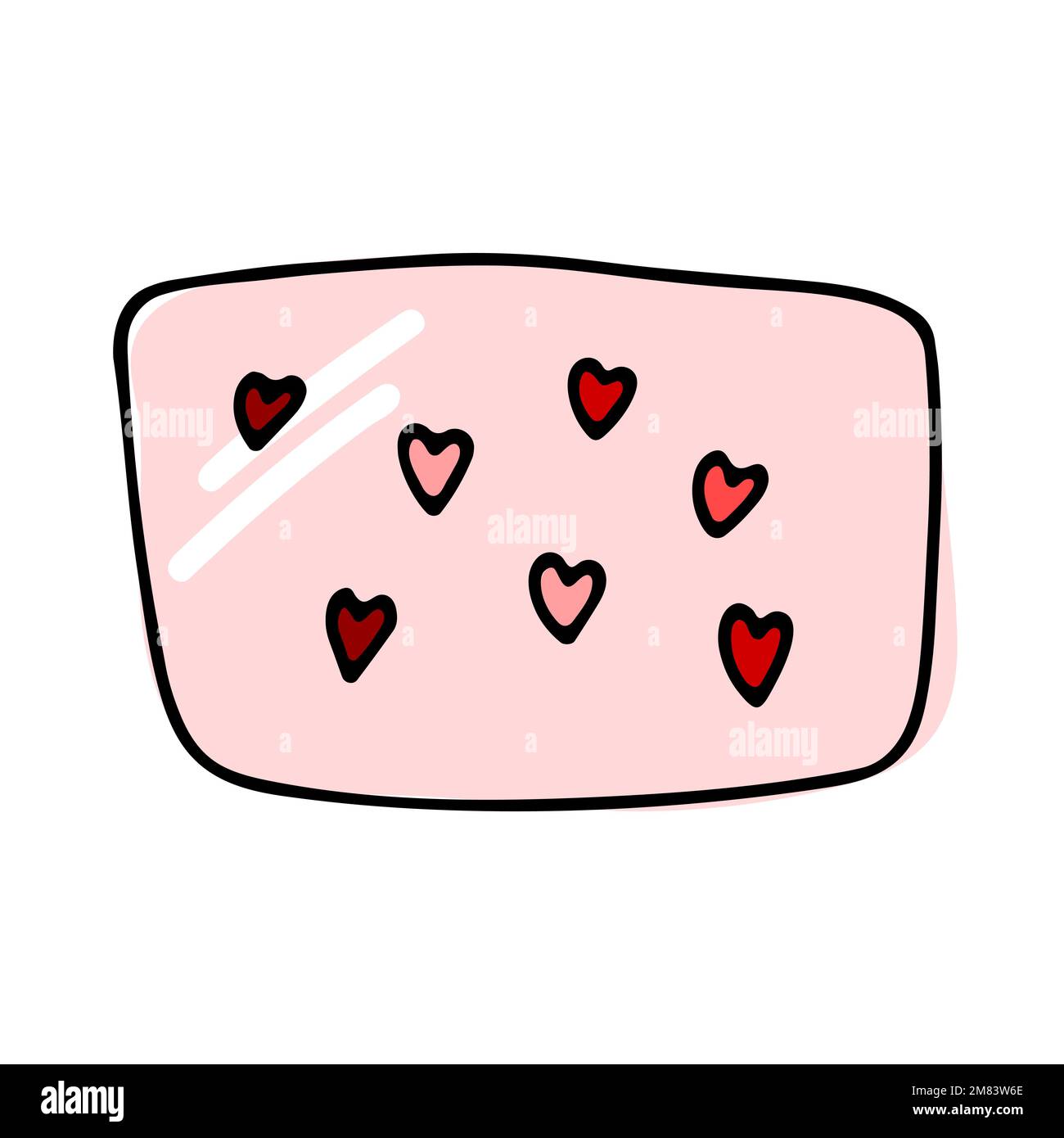 Doodle screen with cute heart. Hand-drawn message chat on white ...