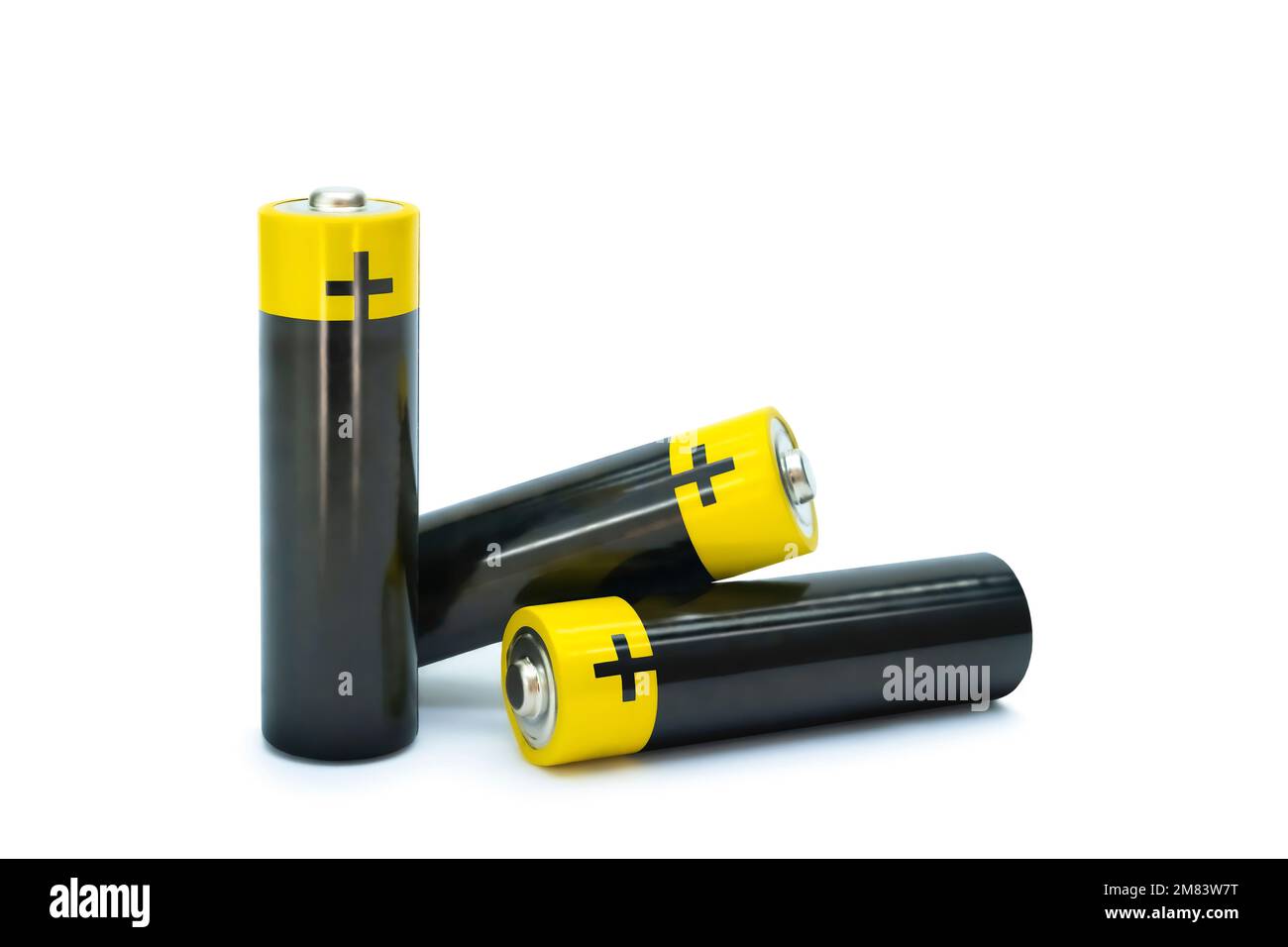 Alkaline batteries on isolated white background Stock Photo - Alamy