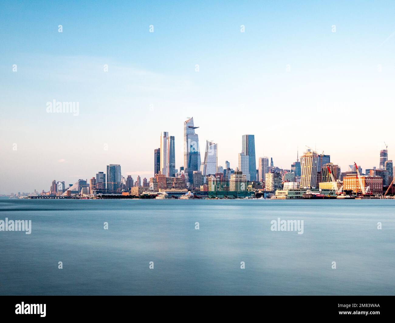 An aerial skyline of Hudson Yards neighborhood in New York City, United ...