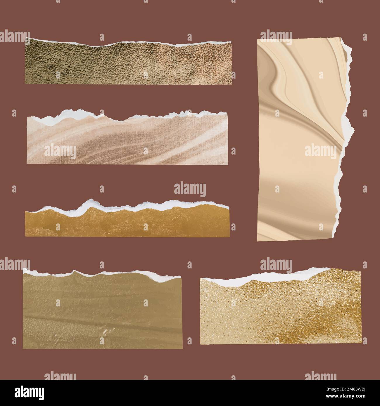 DIY ripped paper craft vector in marble art style set Stock Vector ...