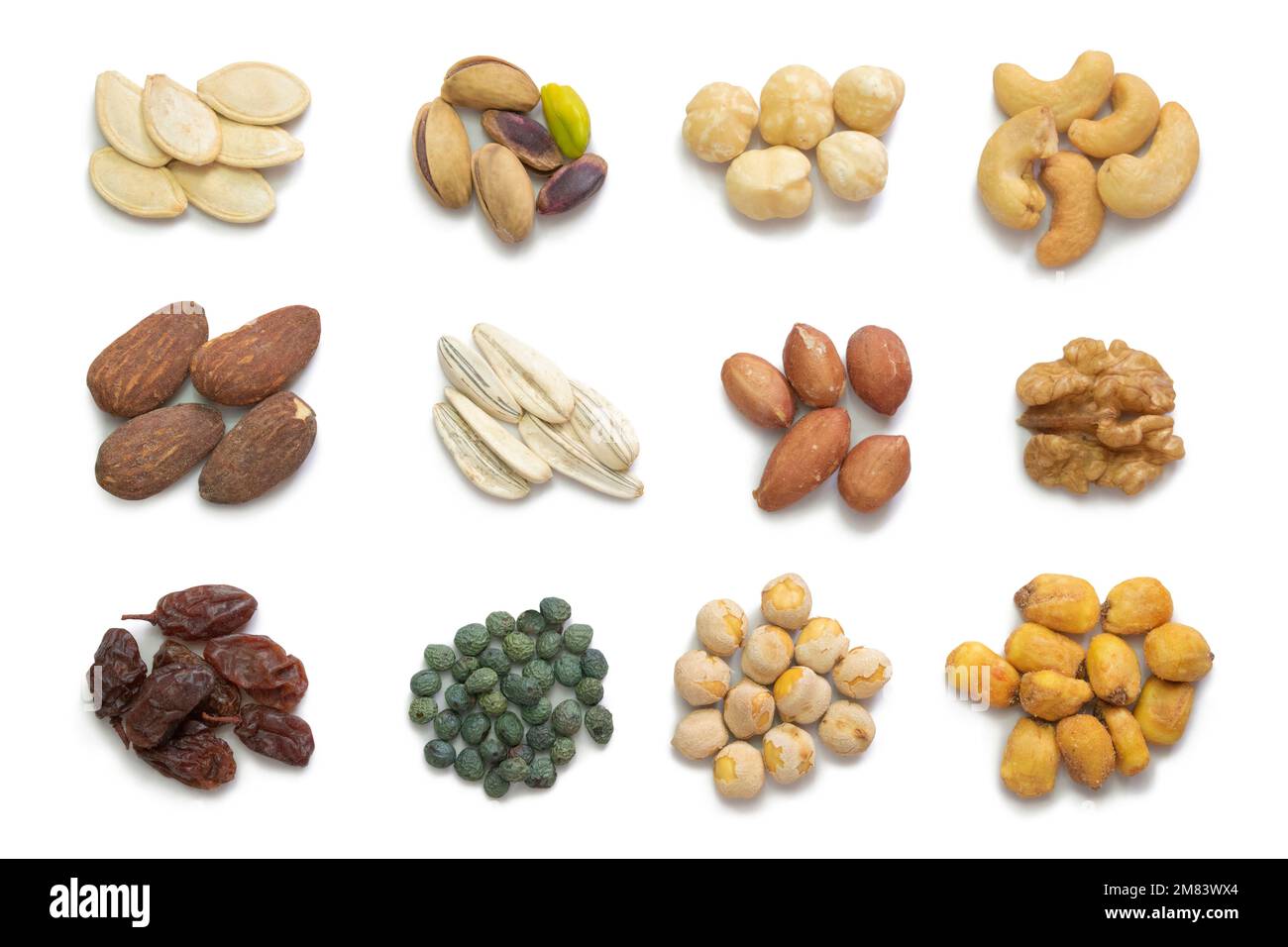 Assorted nuts sets on isolated white background Stock Photo - Alamy