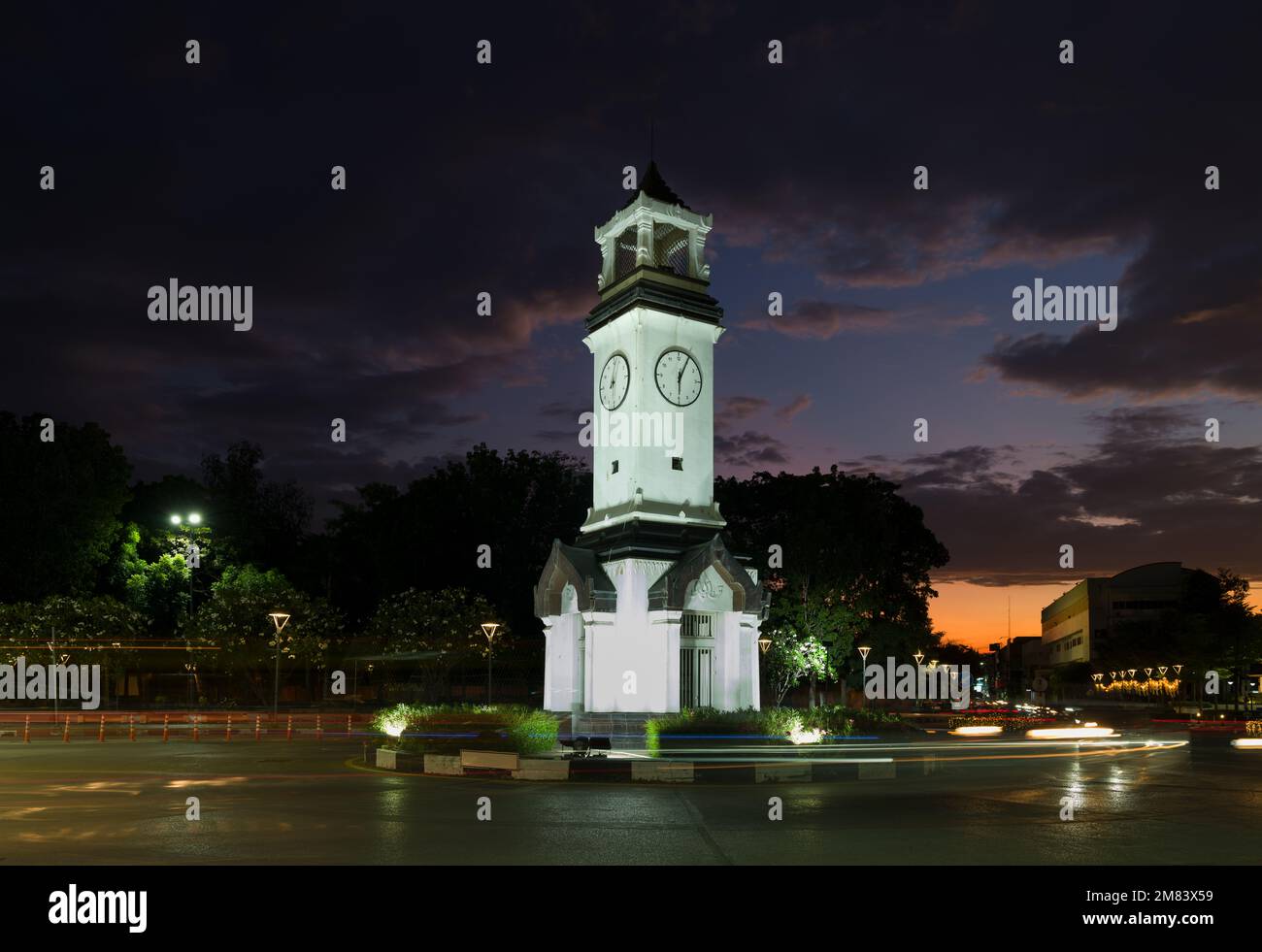 Lampang city clock tower in central city. Clock tower intersection ...