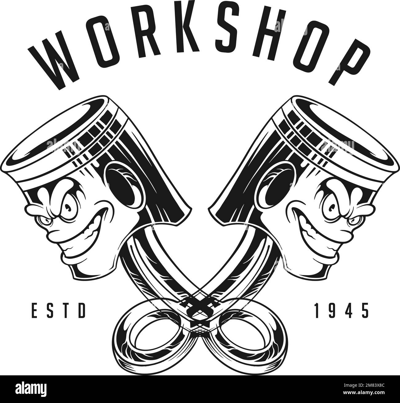 Cross piston racing anger logo mascot silhouette vector illustrations ...