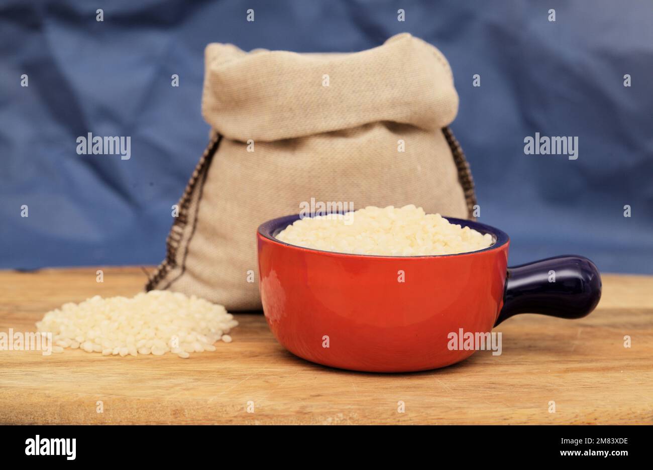 Round white rice from Valencia, called bomba rice, considered to be the ...