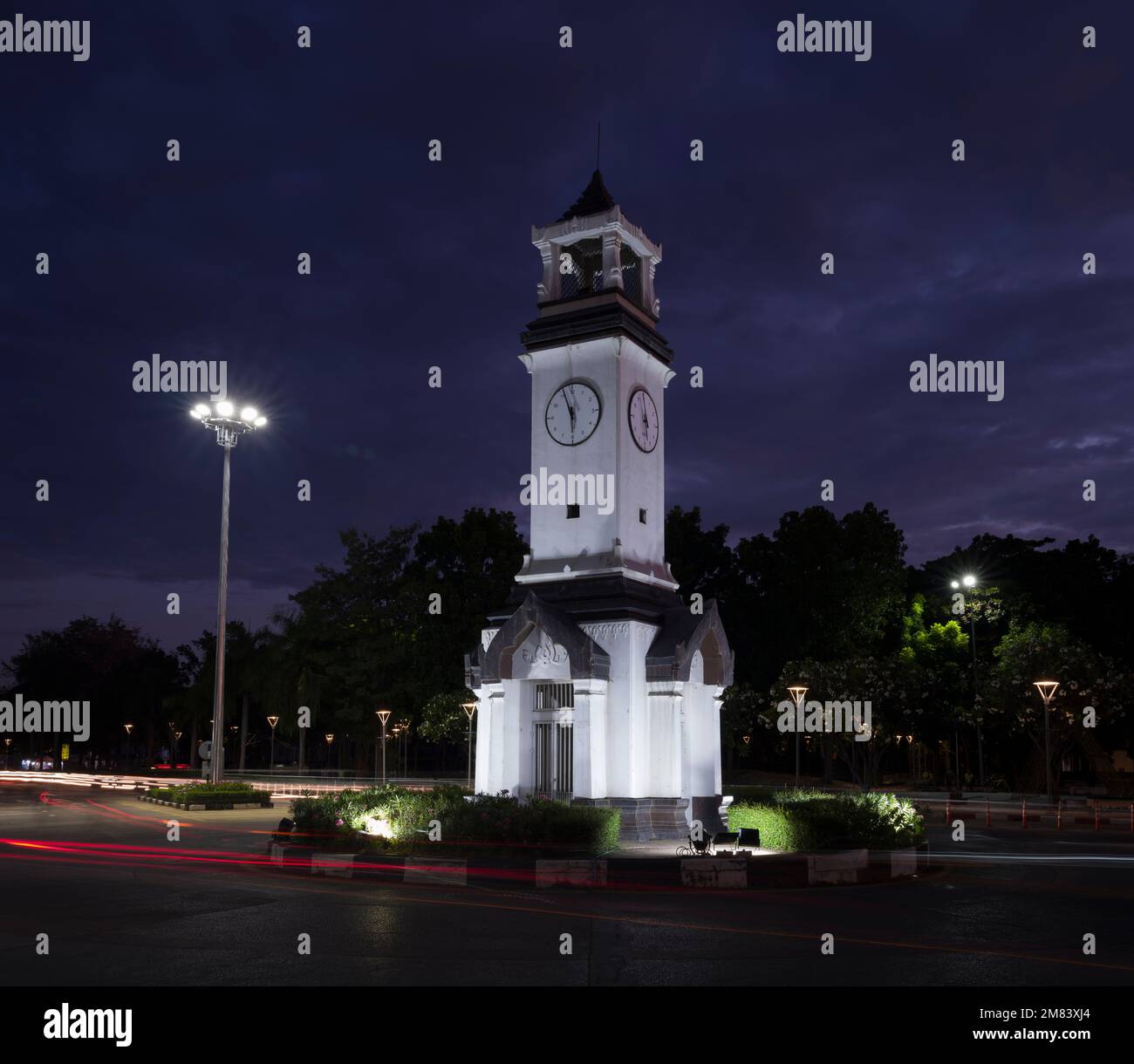Lampang city clock tower in central city. Clock tower intersection ...