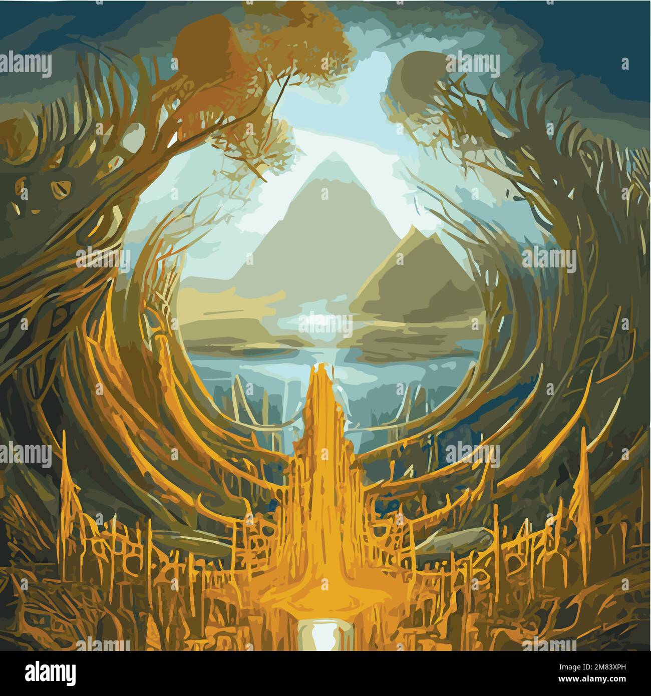 Abstract landscape illustration hi-res stock photography and images - Alamy