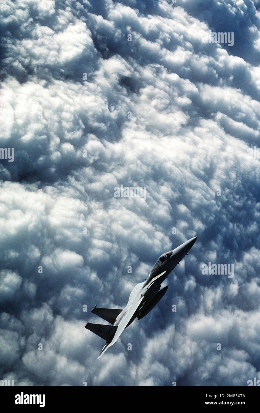 An air-to-air right side view of a 36th Tactical Fighter Wing F-15C ...
