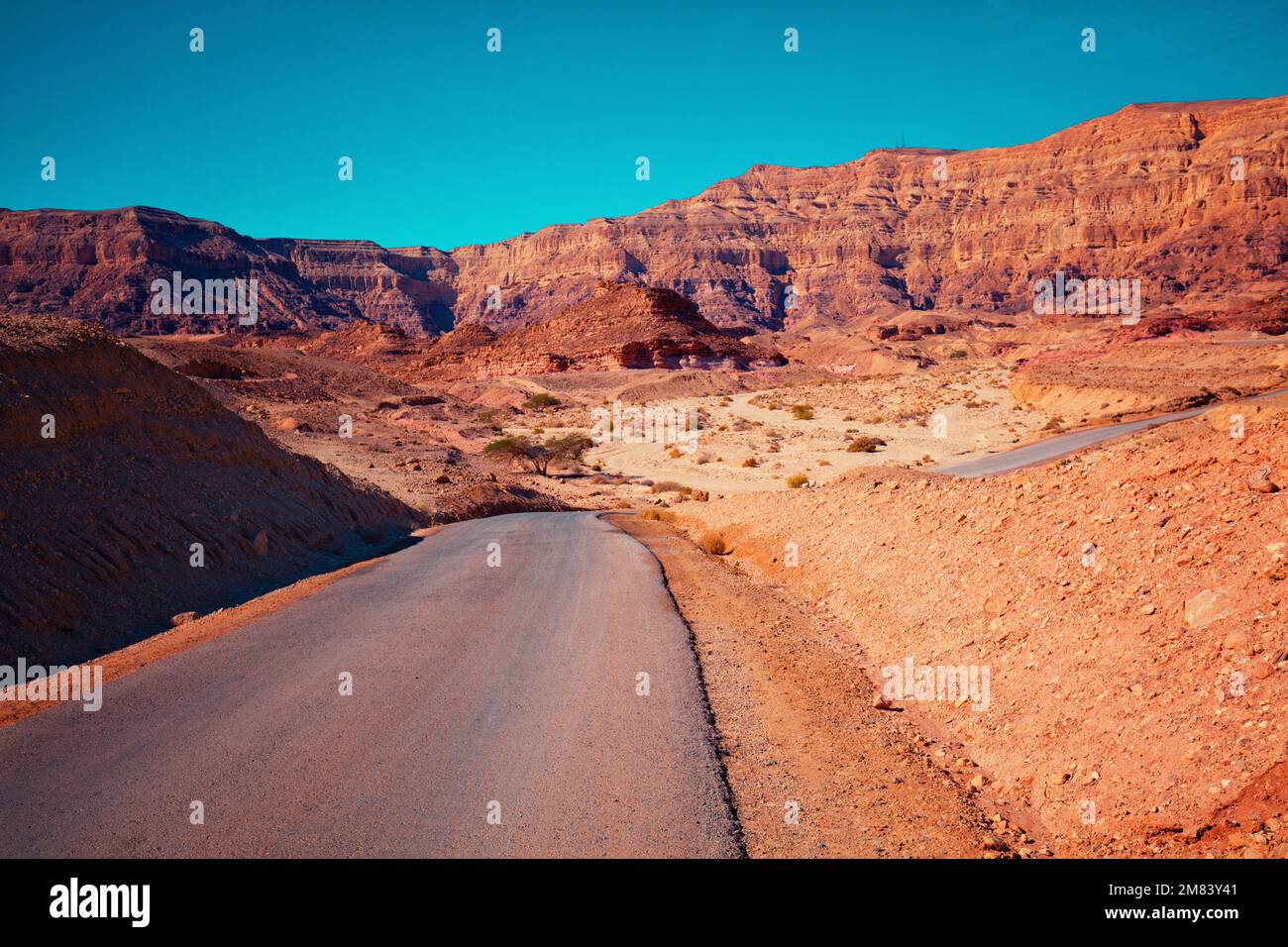 Driving a car on mountain Israel road. Desert landscape Stock Photo - Alamy