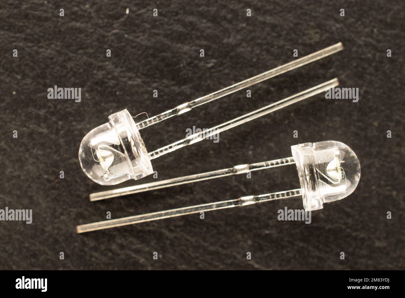 Two LEDs on slate stone, macro, top view Stock Photo - Alamy