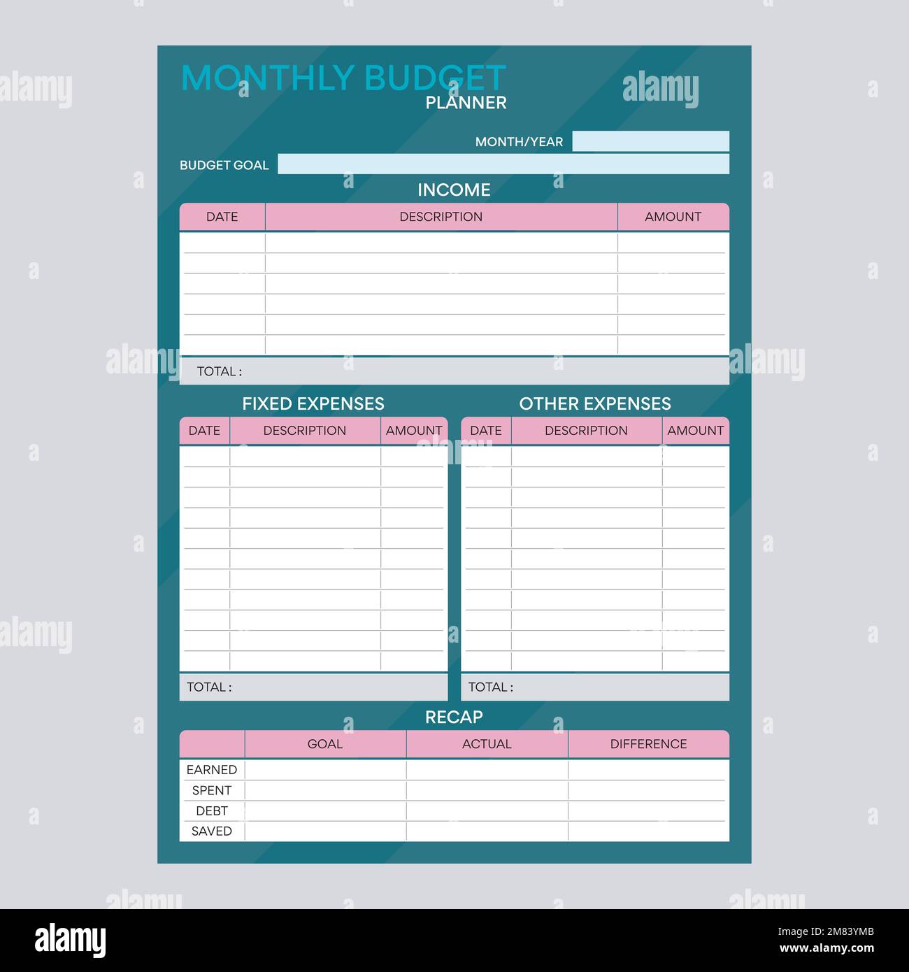 monthly budget planner made in business style on dark abstract ...
