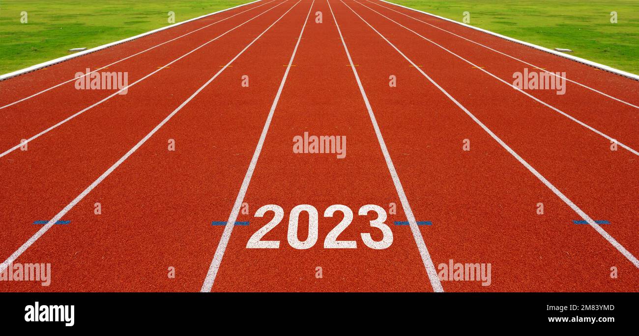 Number 2023 on the running track Stock Photo - Alamy