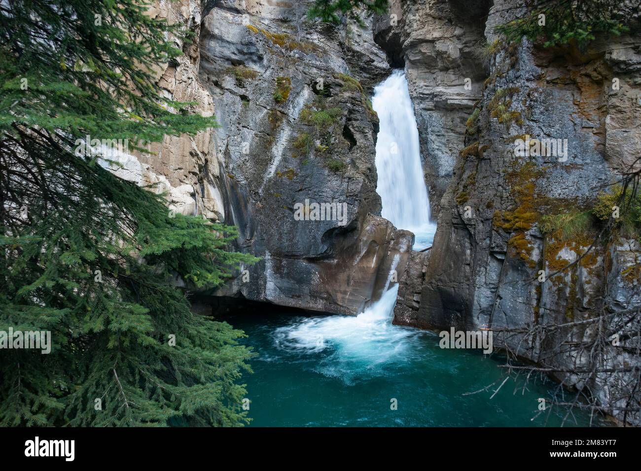 Waterfalls in the Nature Bridge, Yoho National Park. Canada Stock Photo ...