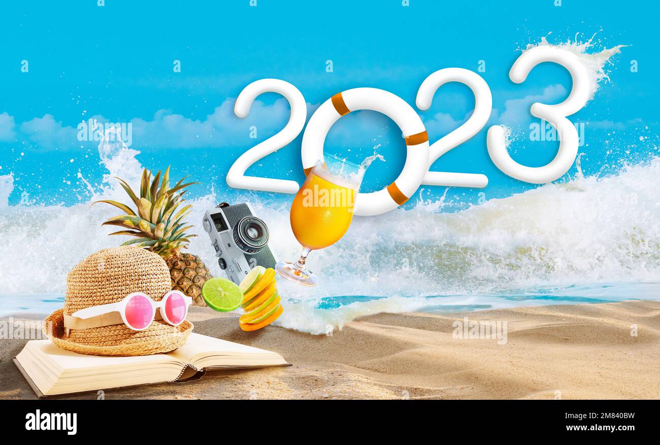 Happy new year 2023. welcome to Happiness beach party and travel summer ...
