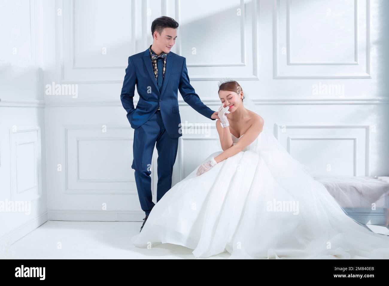 Happy and sweet bride and groom Stock Photo - Alamy