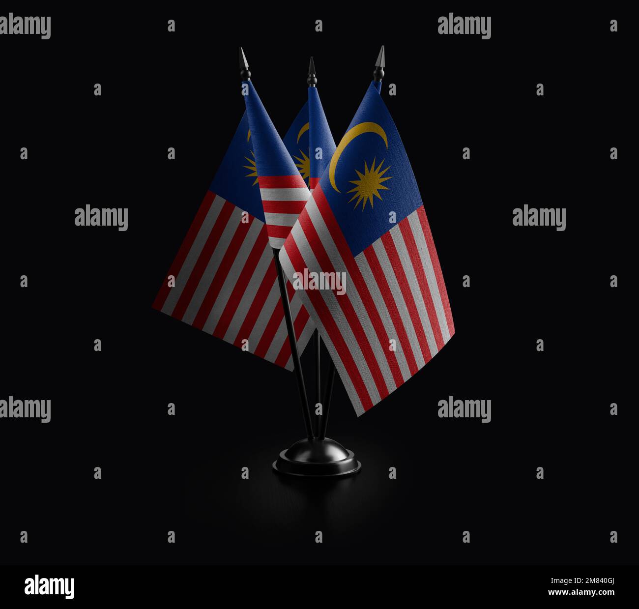Small national flags of the Malaysia on a black background Stock Photo ...