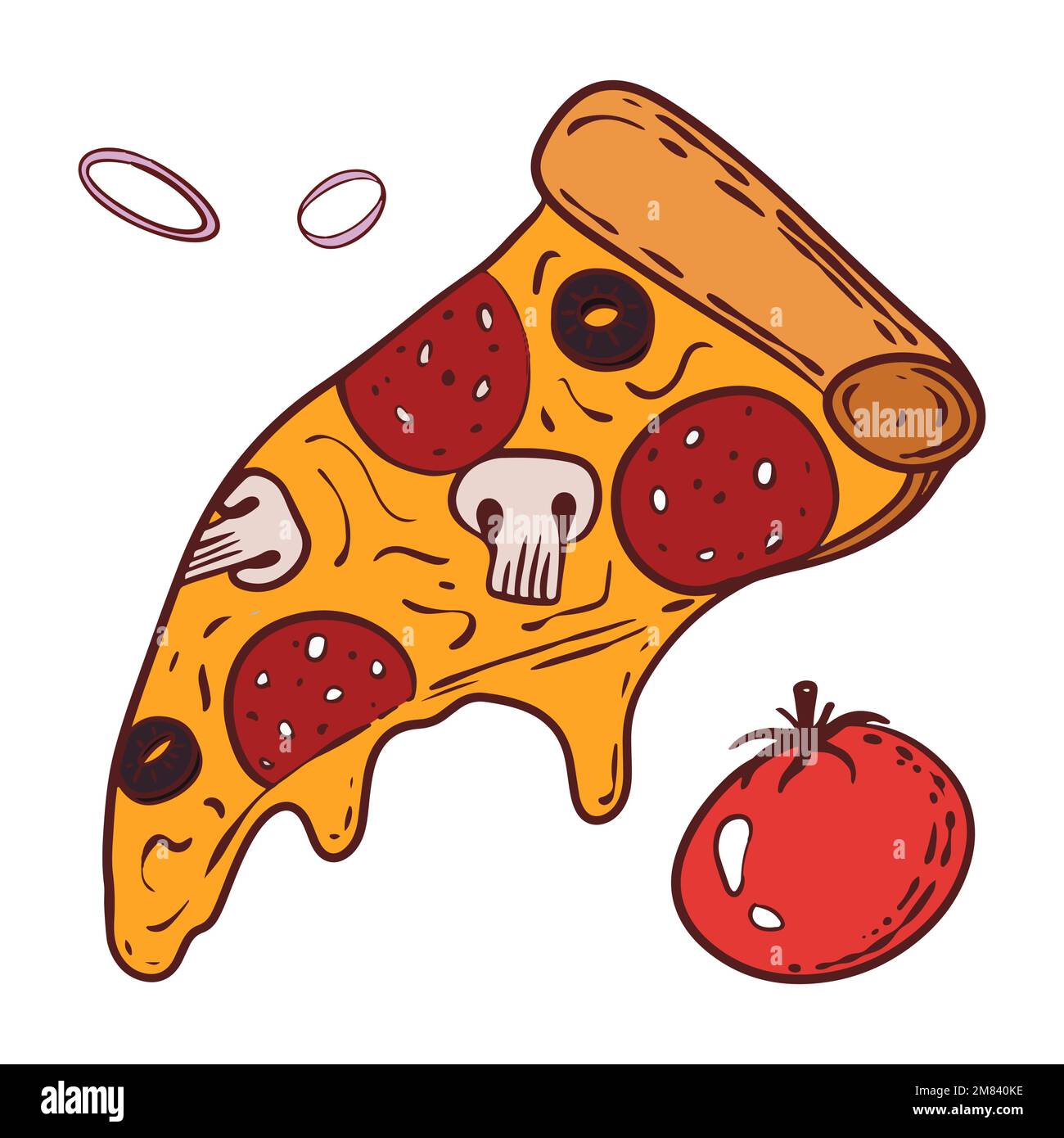 cartoon slice of pizza in vector and illustration Stock Vector Image ...