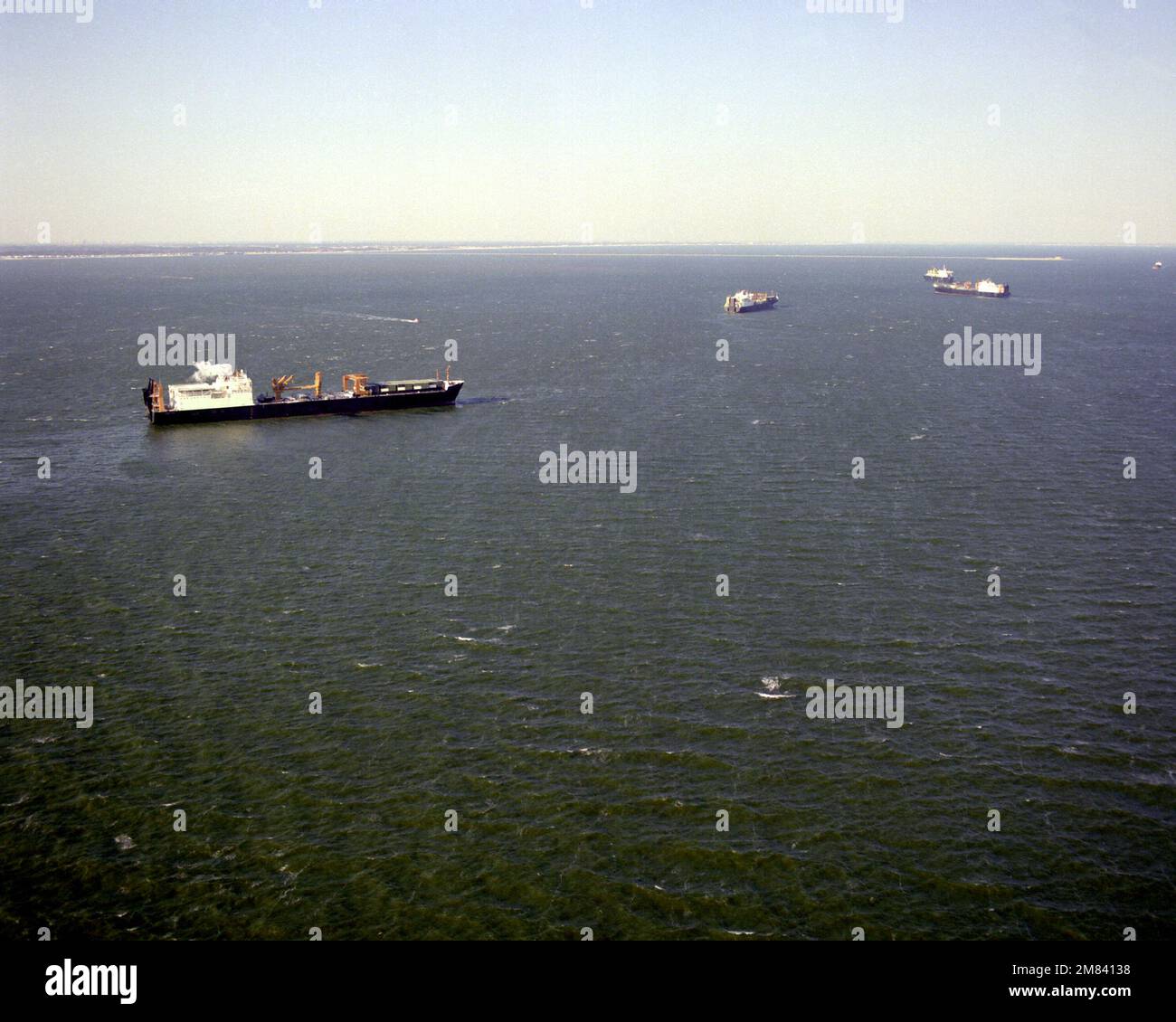 An elevated starboard view of the maritime prepositioning ship SS MAJ ...