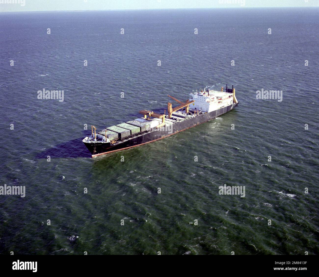 An elevated port bow view of the maritime prepositioning ship SS SGT ...