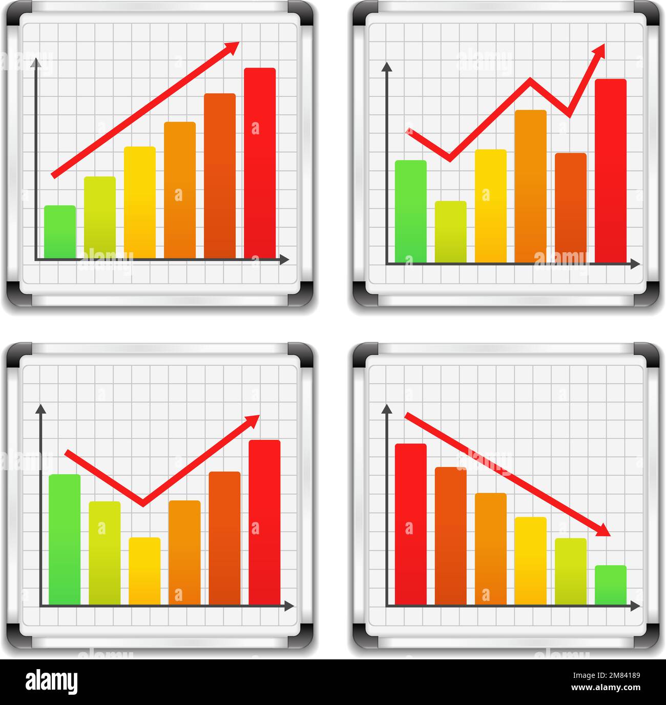 Bar graphs on whiteboards, vector eps10 illustration Stock Vector Image ...
