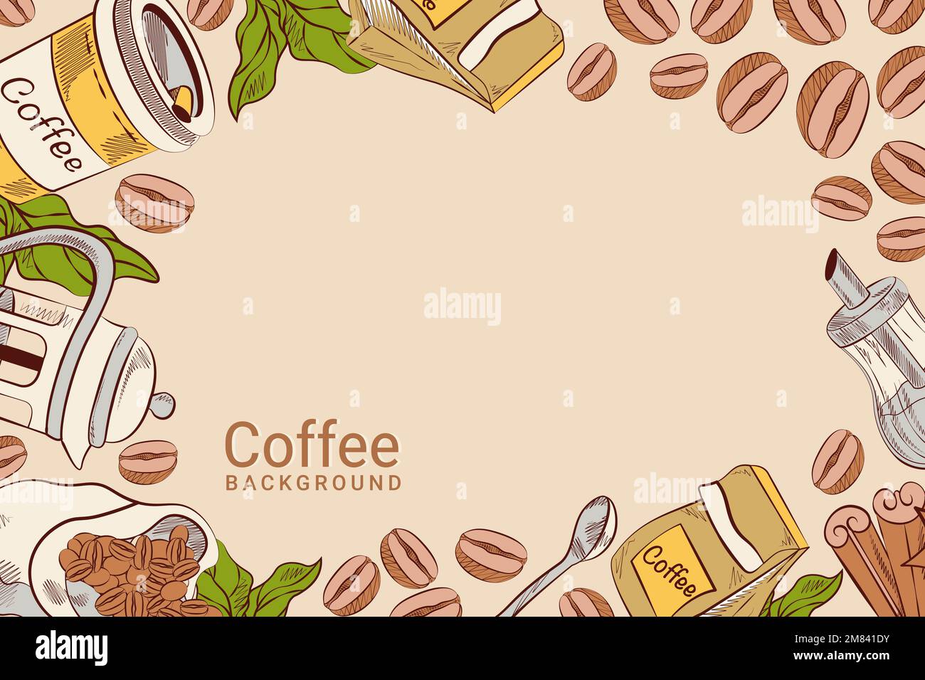 hand drawn coffee background in illustration and vector Stock Vector ...
