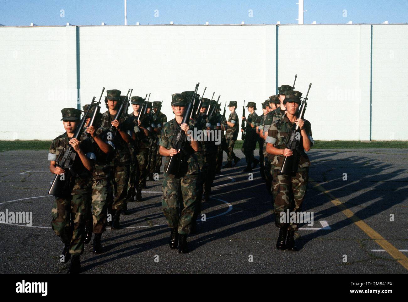 The Marine Corps first all-woman drill platoon performs a close order ...