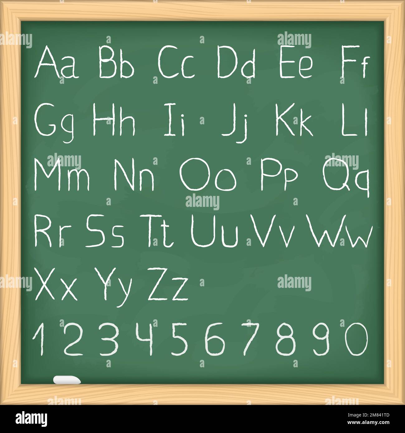 Simple hand drawn alphabet on blackboard, vector eps10 illustration ...