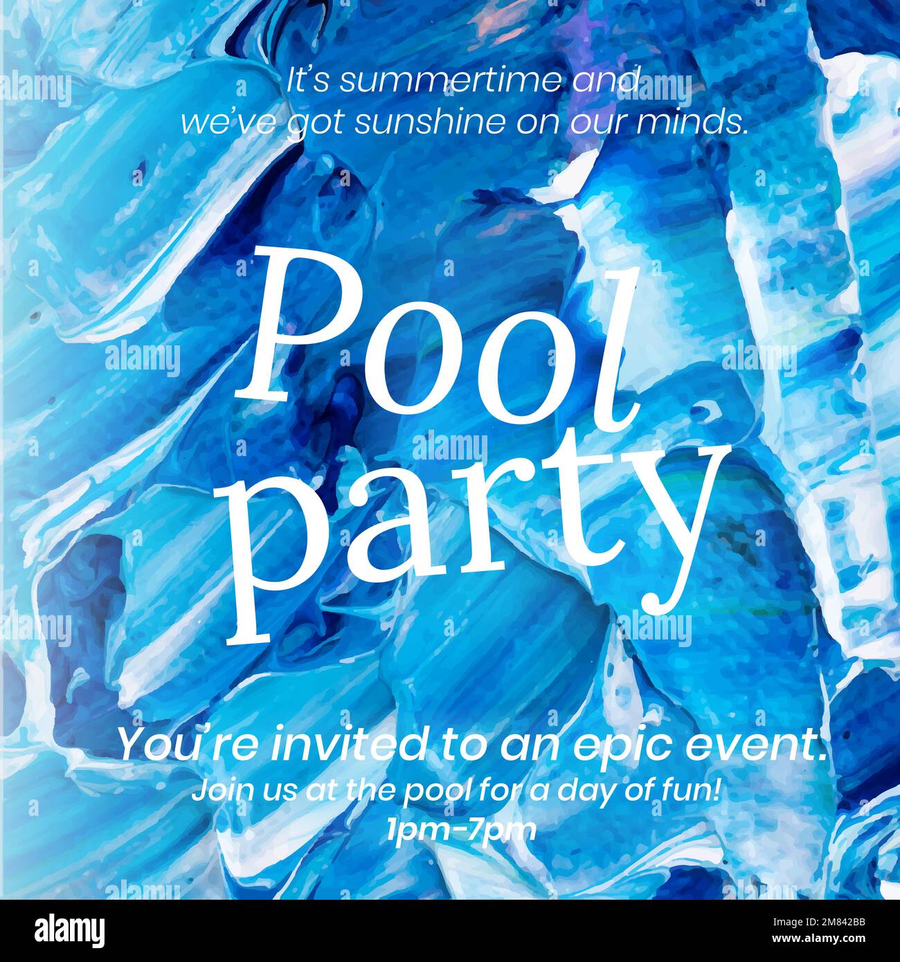 Acrylic paint party template vector blue abstract creative art social ...