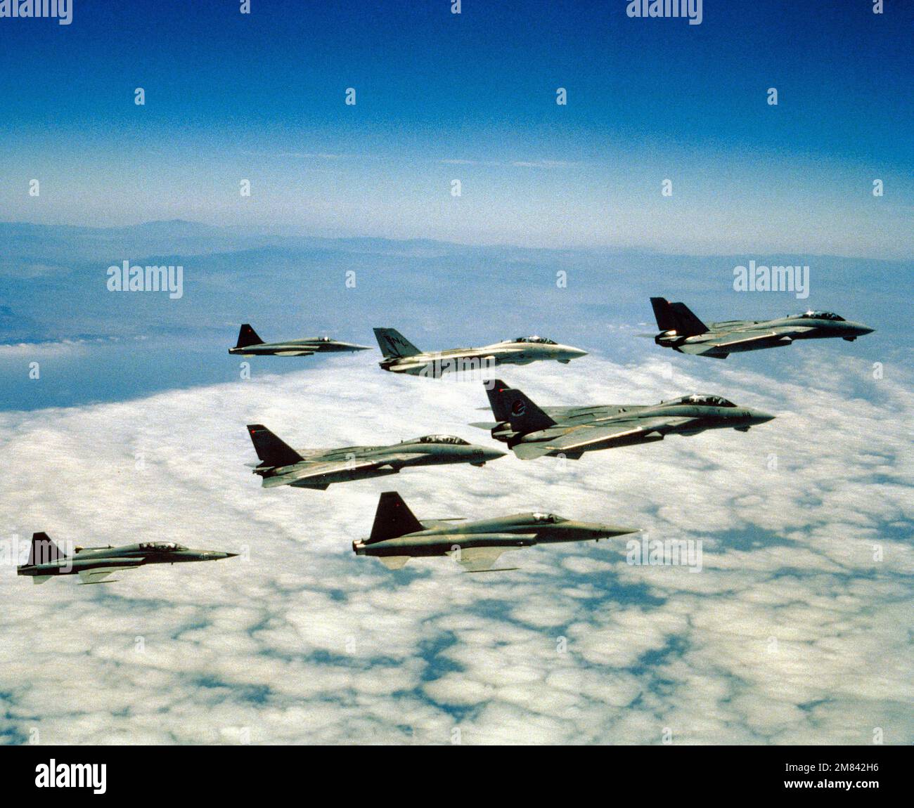 An air to air right side view of Fighter Squadron 51 (VF-51) and ...