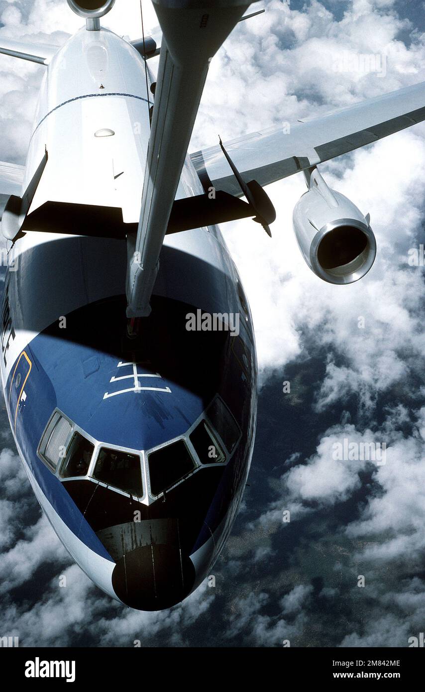 A view from the boom operator's station of a KC-10A Extender aircraft ...