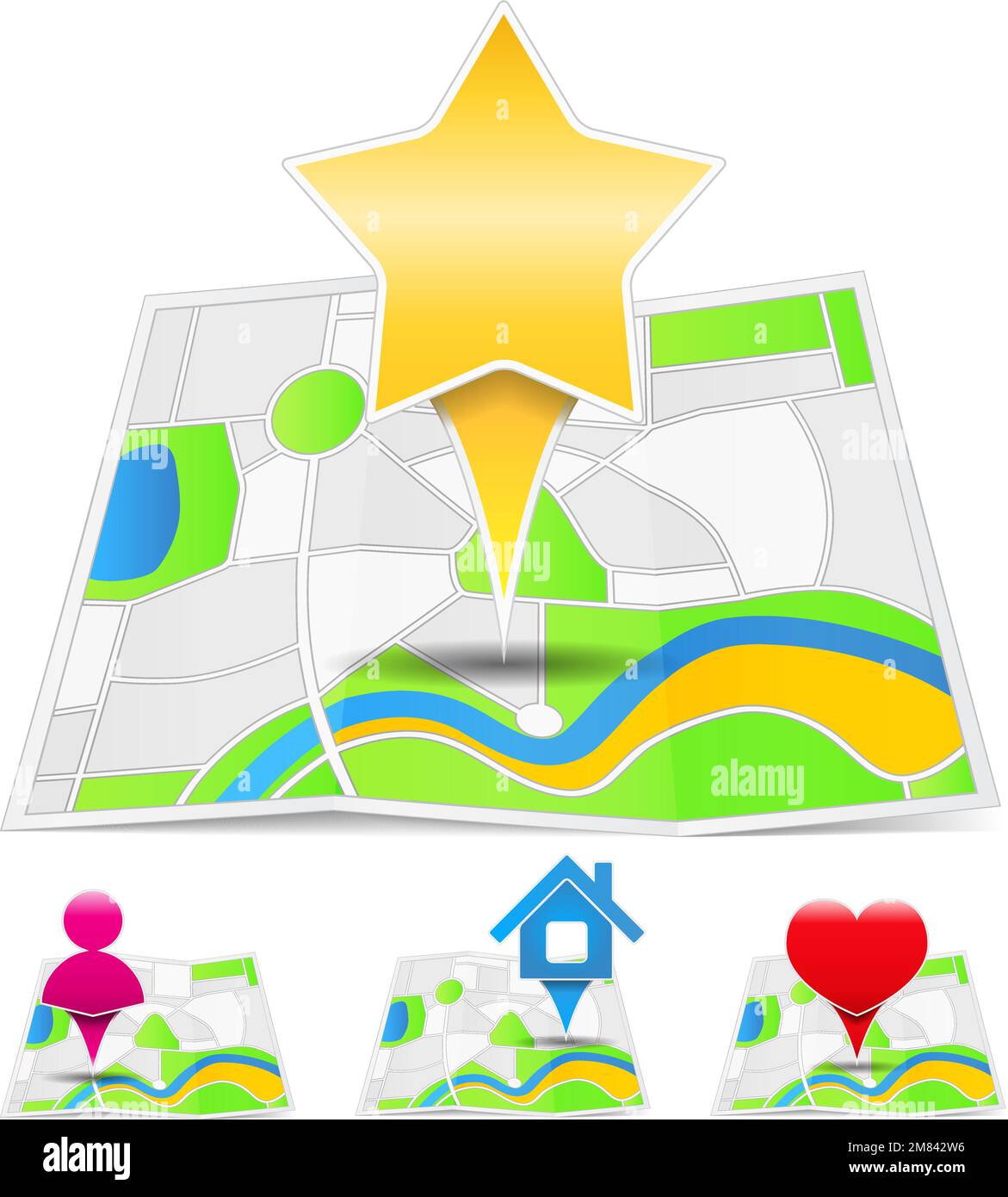 Abstract maps with map markers, vector eps10 illustration Stock Vector Image & Art - Alamy