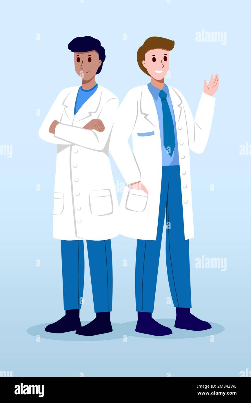 Medical Team . Male doctors with white coat . Cartoon characters ...