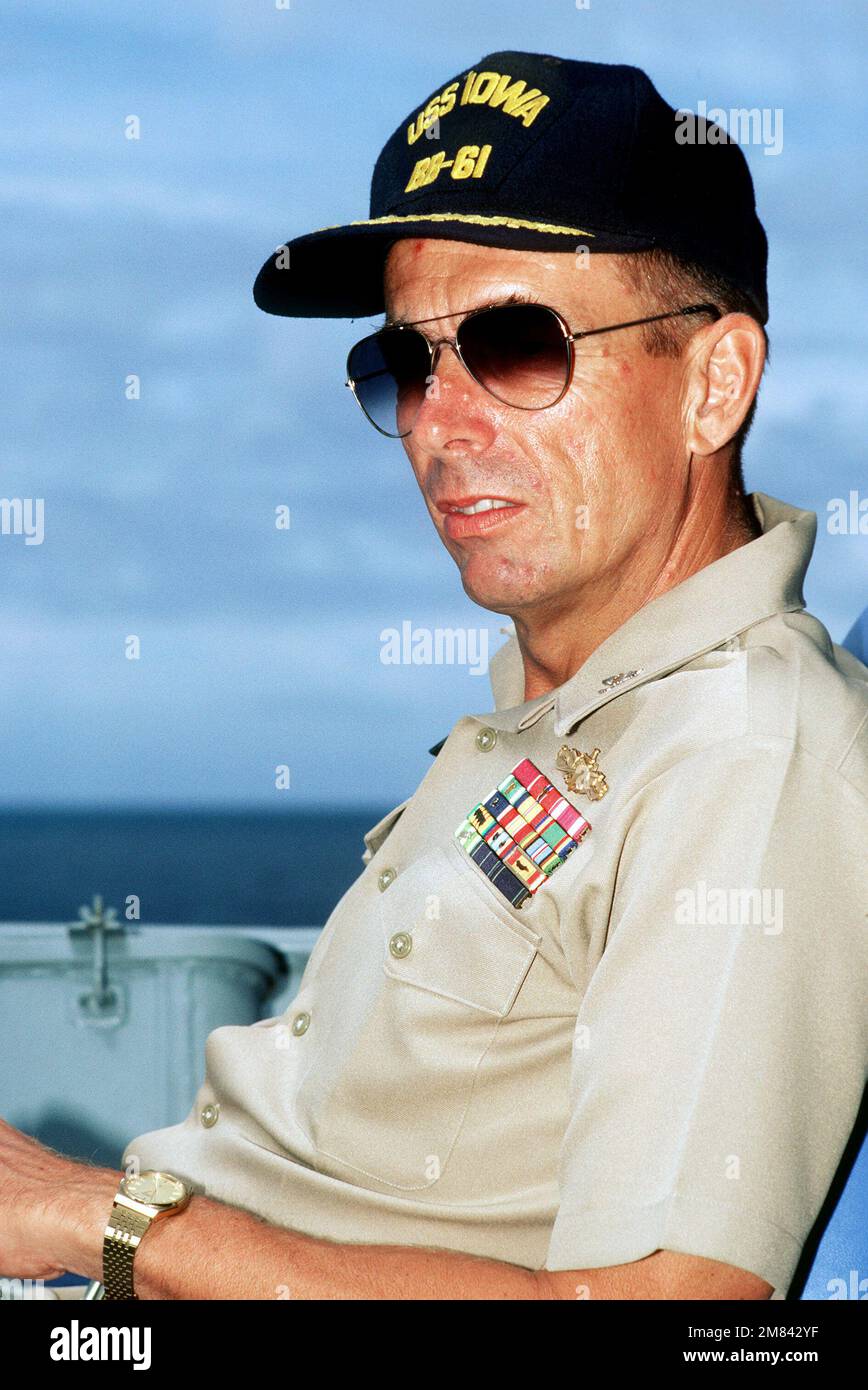 Captain Gerald E. Gneckow, commanding officer, battleship USS IOWA (BB ...