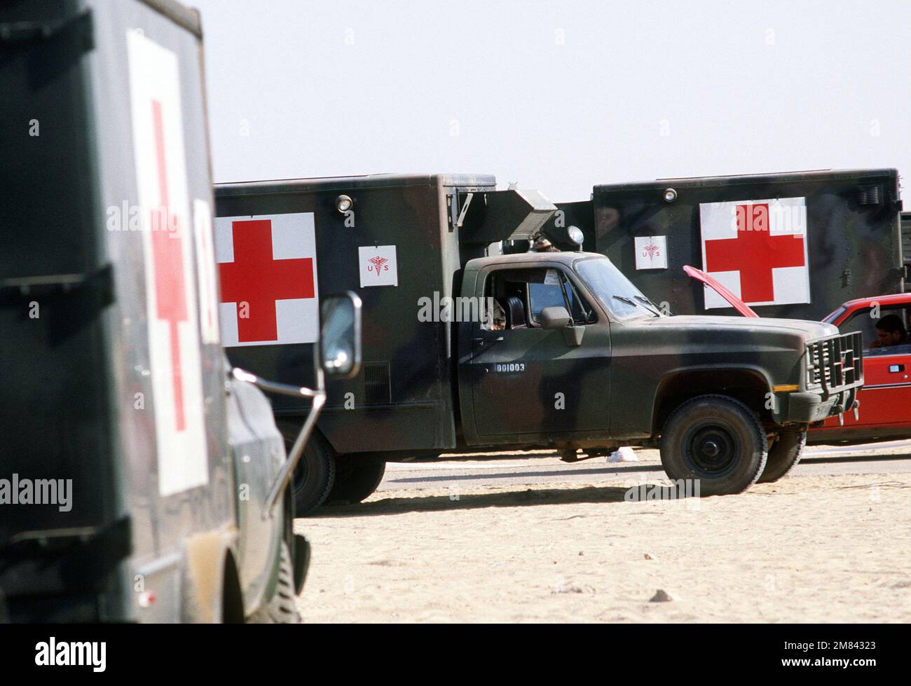 A view of M-1010 ambulances at the 3653rd Tactical Hospital during the ...