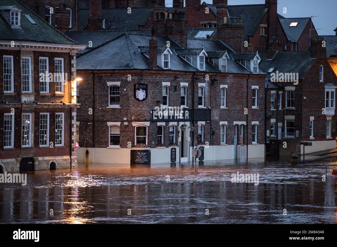 The Lowther pub is flooded as heavy rain causes the River Ouse in York ...