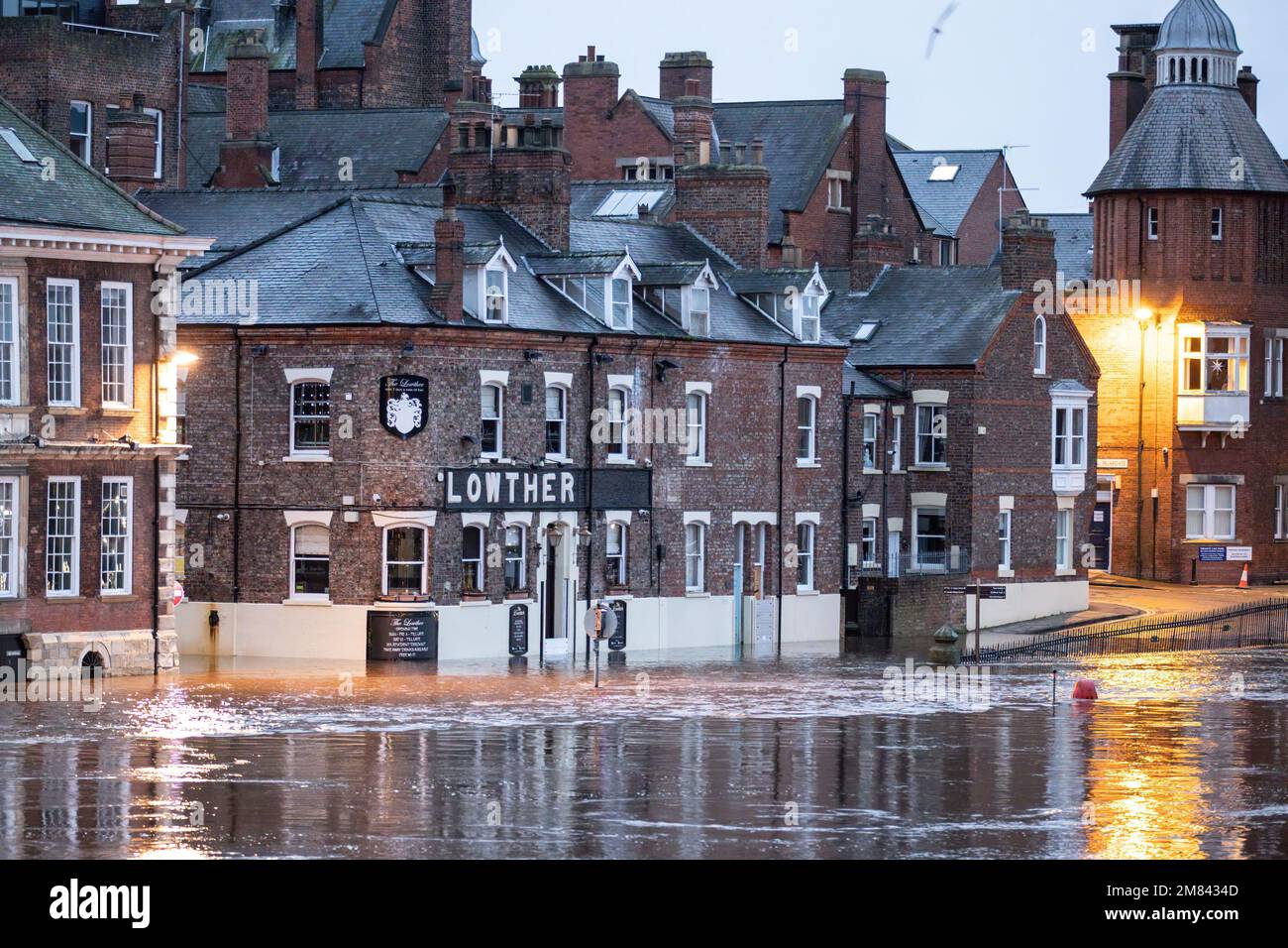 The Lowther pub is flooded as heavy rain causes the River Ouse in York ...