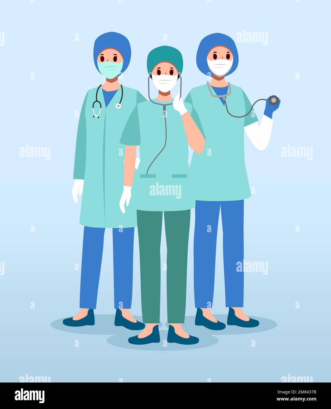 Medical Team . Surgeons with surgical gowns . Cartoon characters ...
