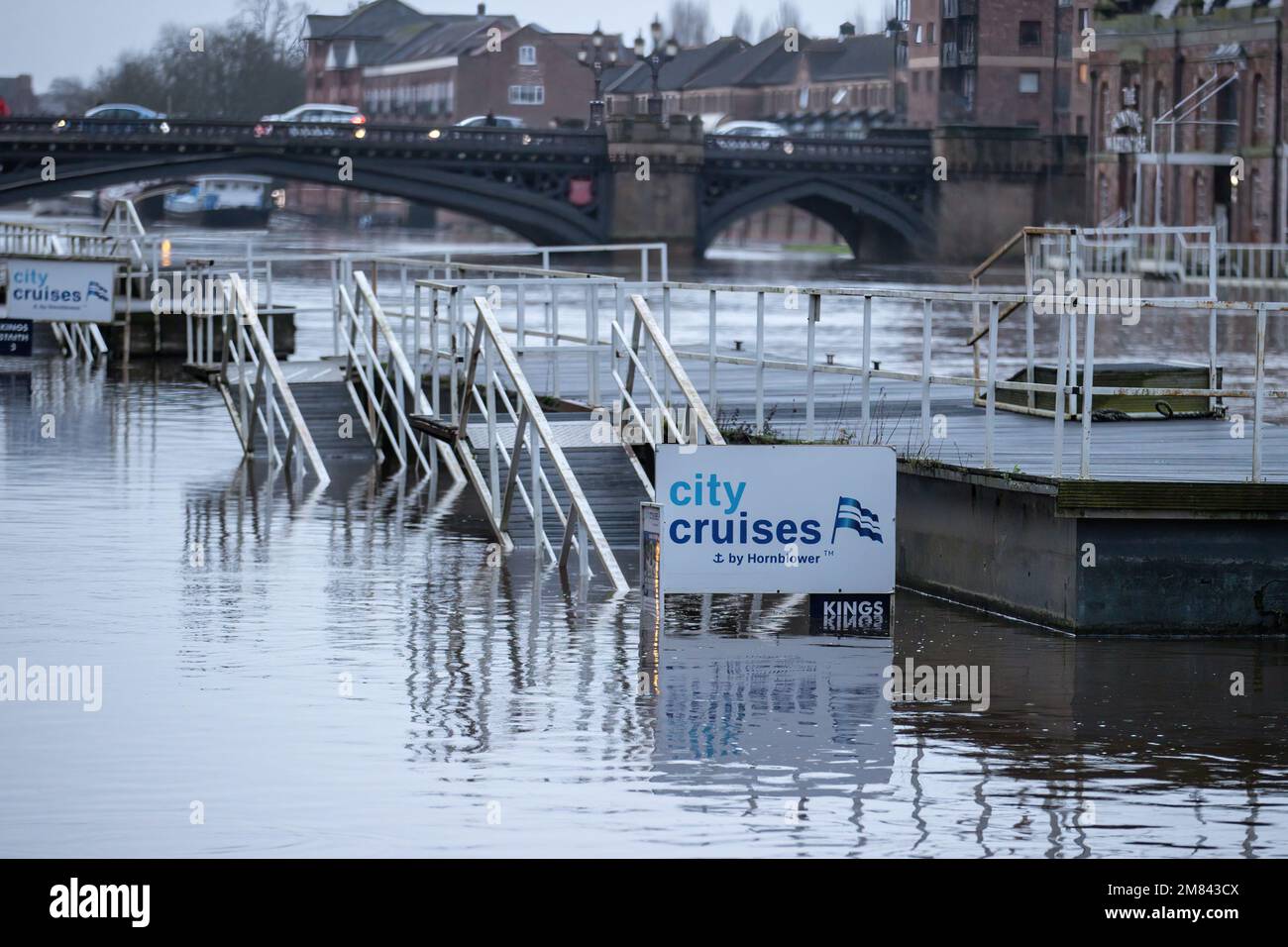 River Ouse in York burst its banks flooding buildings in York City ...