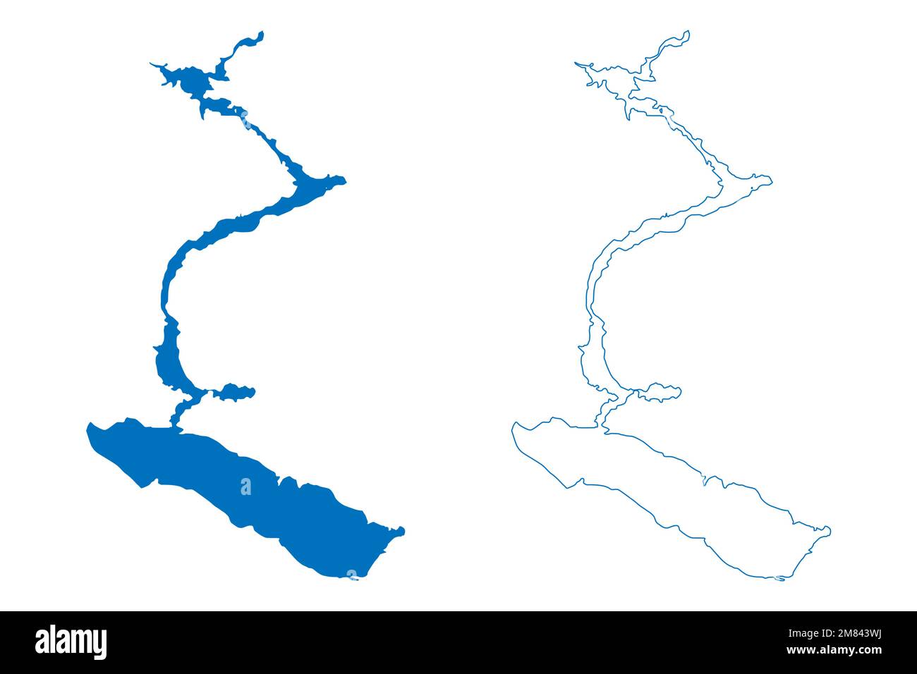 Lake Zaysan (Republic of Kazakhstan) map vector illustration, scribble ...