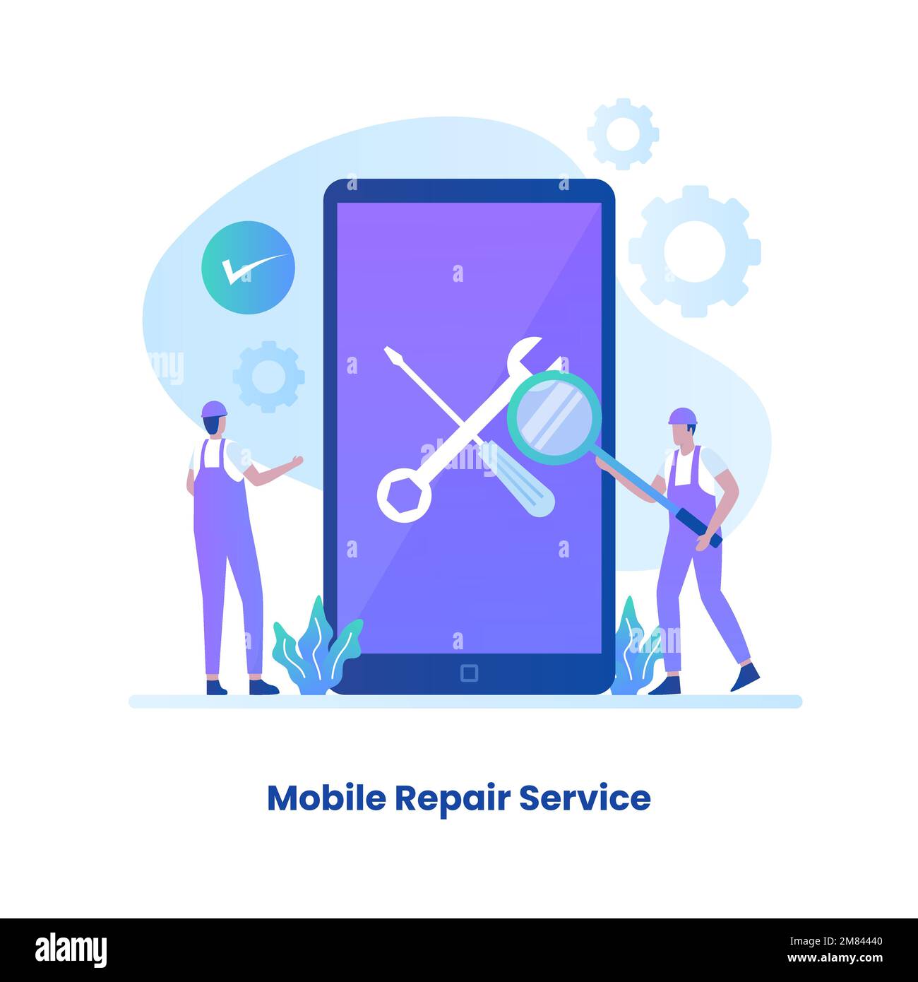 Mobile repair service landing page concept. Illustration for websites ...