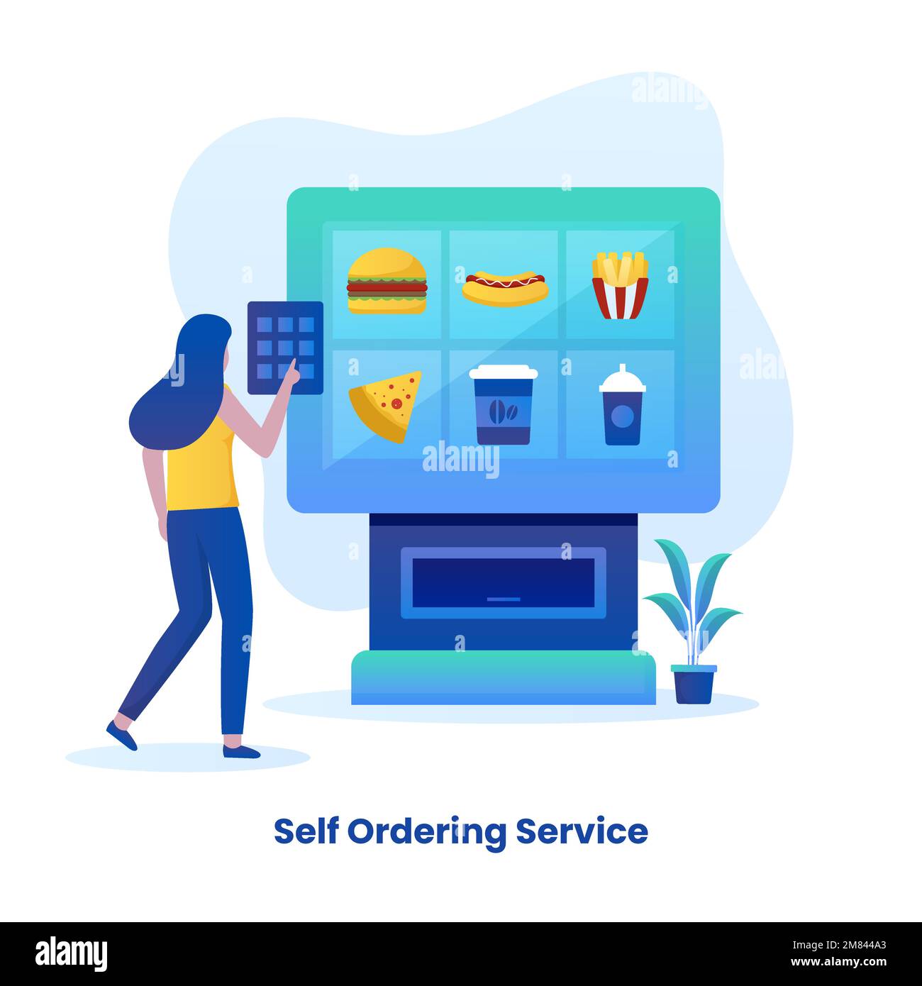 Self ordering food service illustration landing page. illustrations for ...