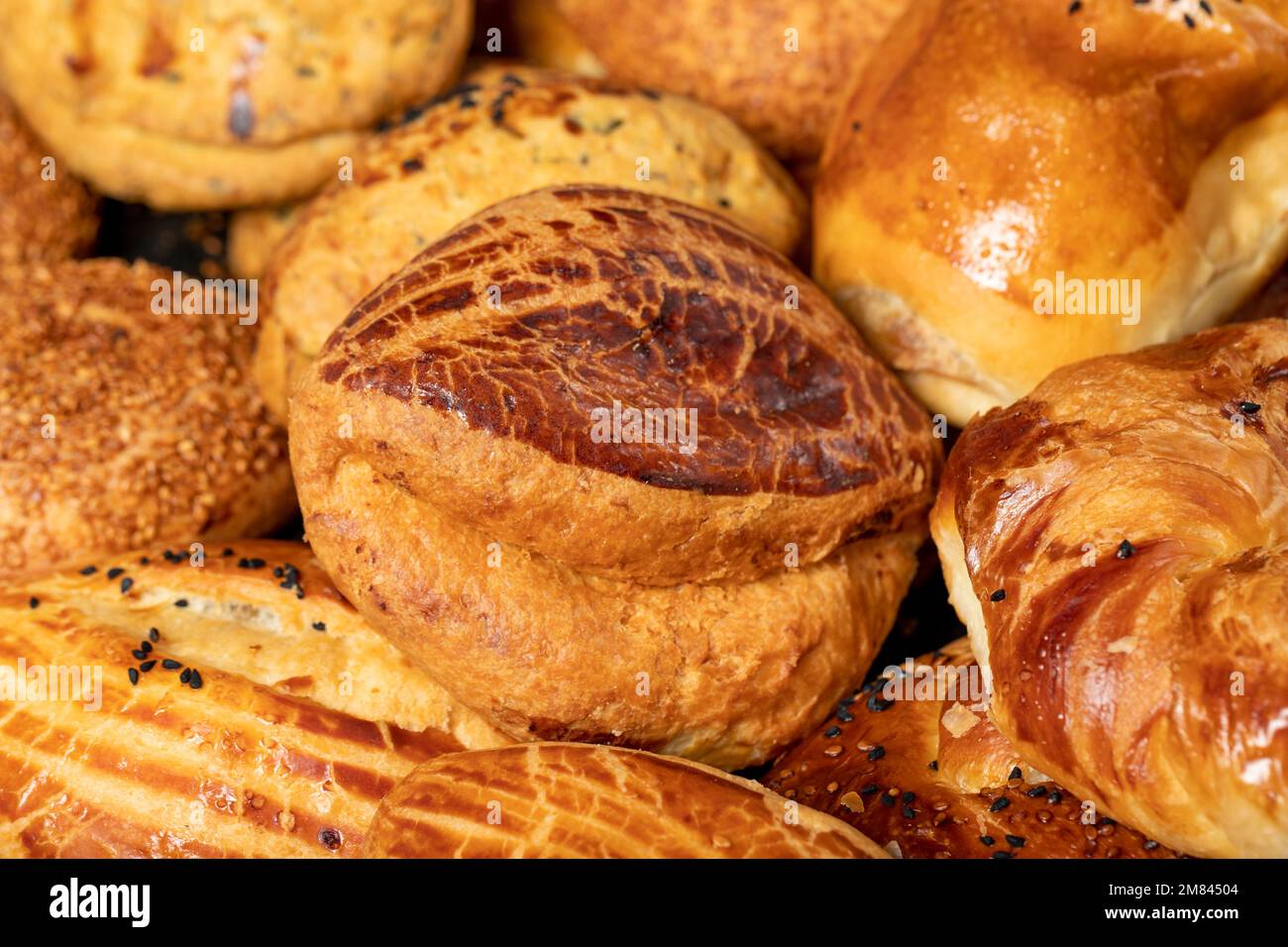 Bagel and pogaca varieties. They eat pastries in piles. Bakery products ...