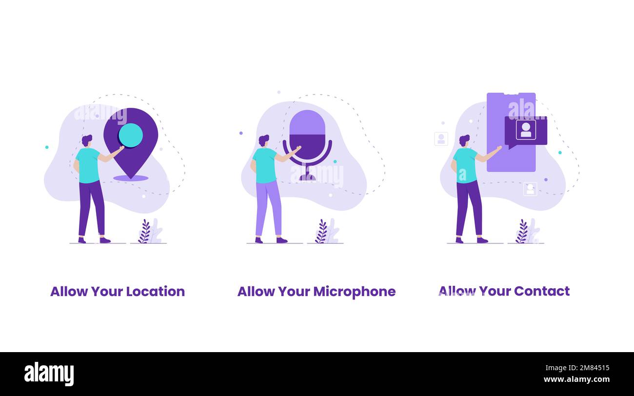 Flat design set of ask permission. Illustration for websites, landing ...