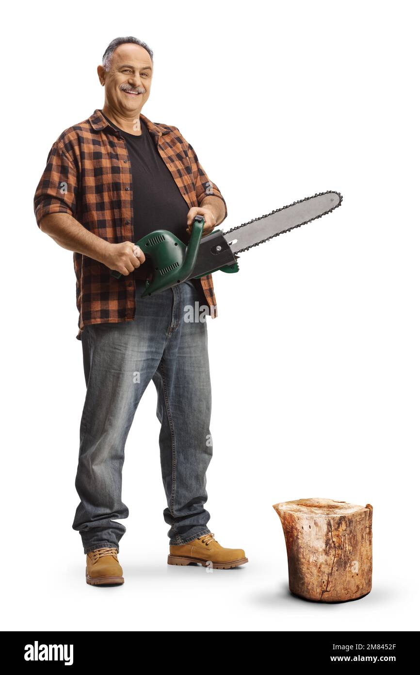 Man forest tree trunk Cut Out Stock Images & Pictures - Alamy