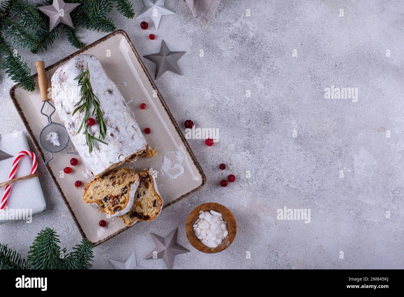 Stollen, traditional festive German Christmas cake Stock Photo - Alamy
