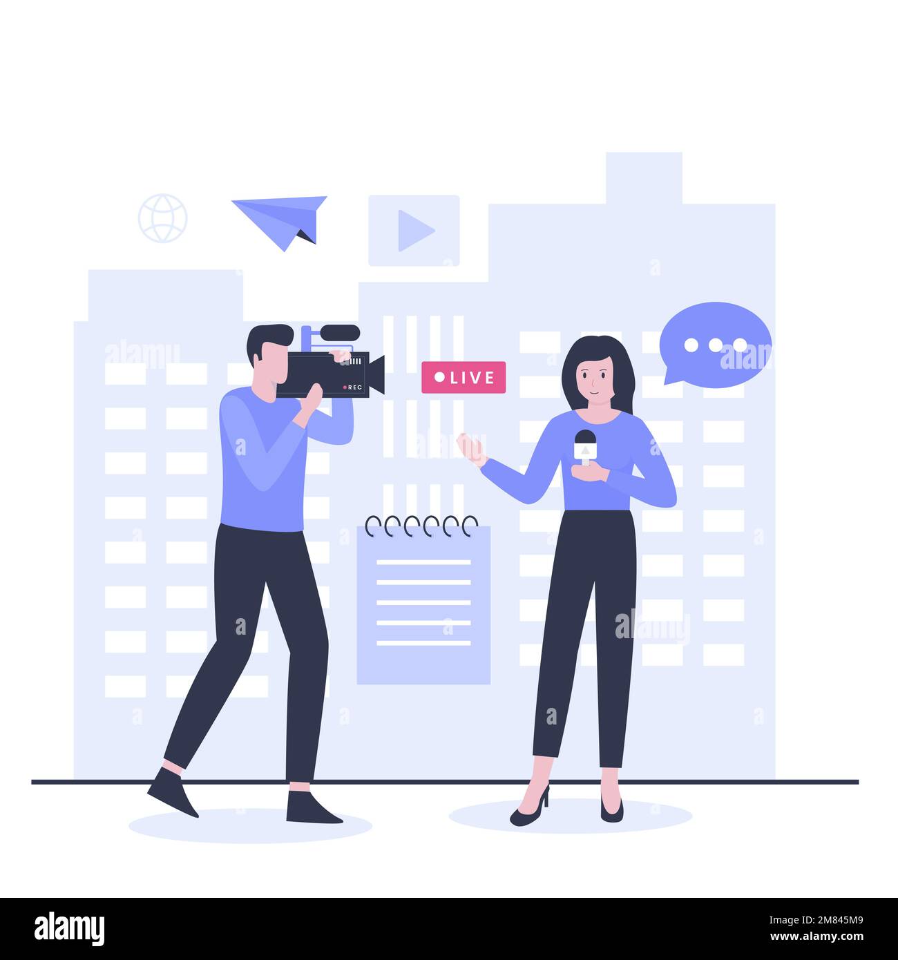 Tv news reporter reporting Cut Out Stock Images & Pictures - Alamy