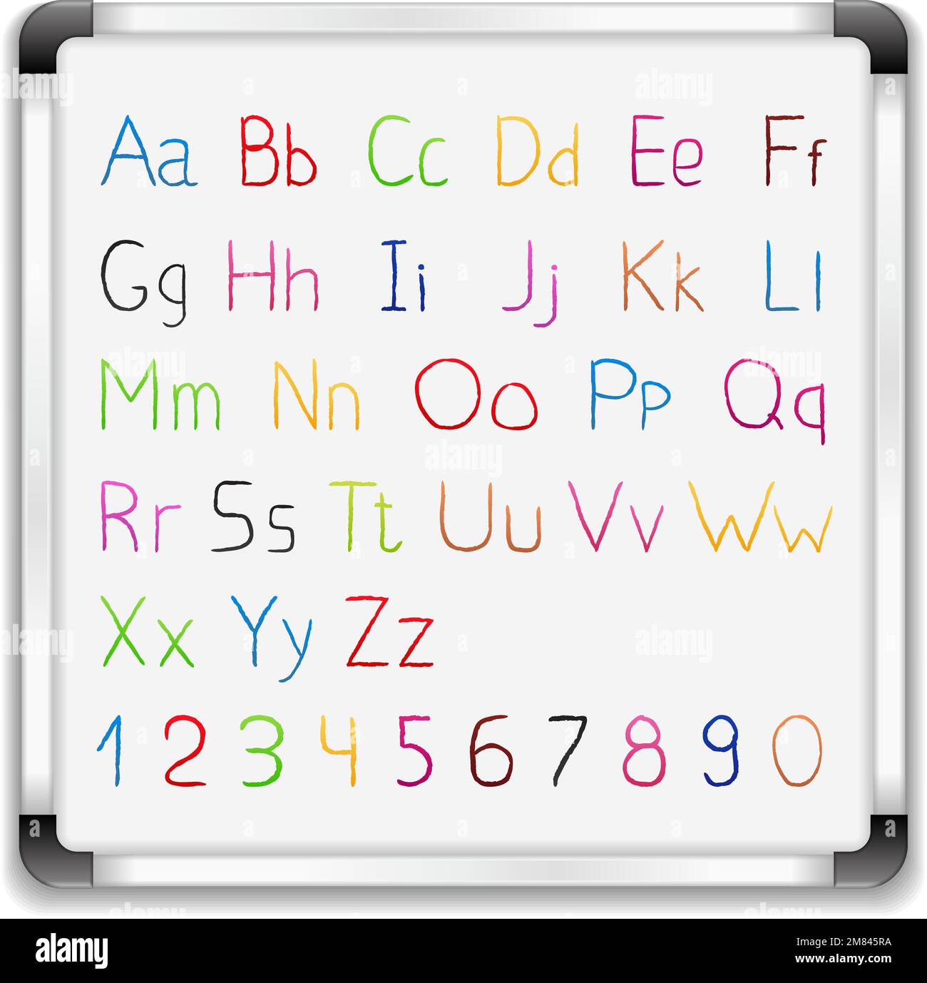 Hand drawn alphabet on whiteboard, vector eps10 illustration Stock ...