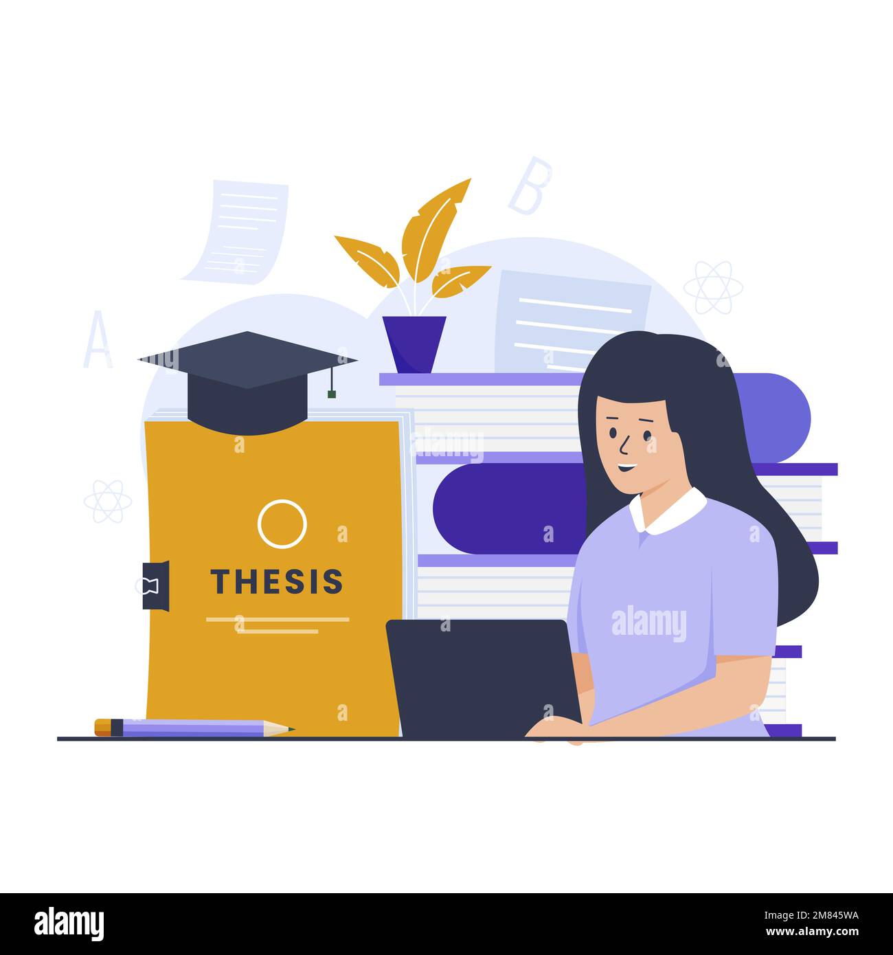 Flat design of thesis illustration concept. Illustration for websites ...
