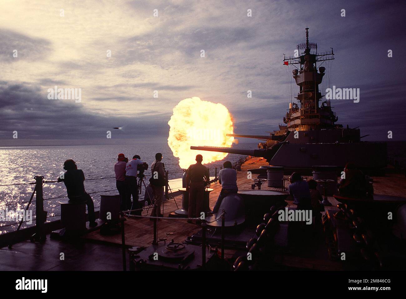 Members of the civilian press visiting the battleship USS IOWA (BB-61 ...