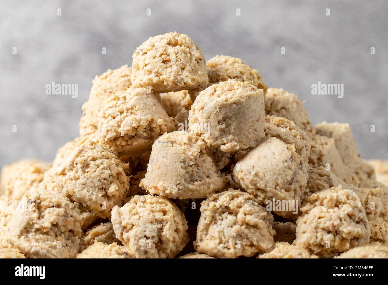 Hazelnut and sugar cookies. Cookies with hazelnuts. Bakery products ...
